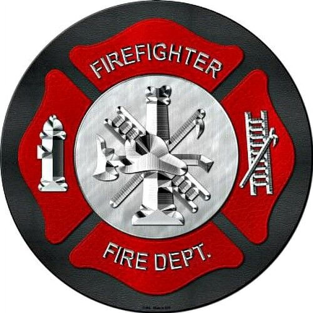 Fire and Rescue Firefighter Round Metal Sign Novelty Fire Dept Fireman ...