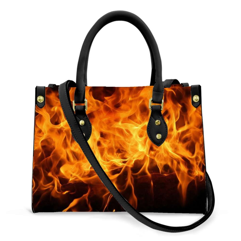 Fire flames Shoulder Bag Pu Leather Handbags Women High Quality ...