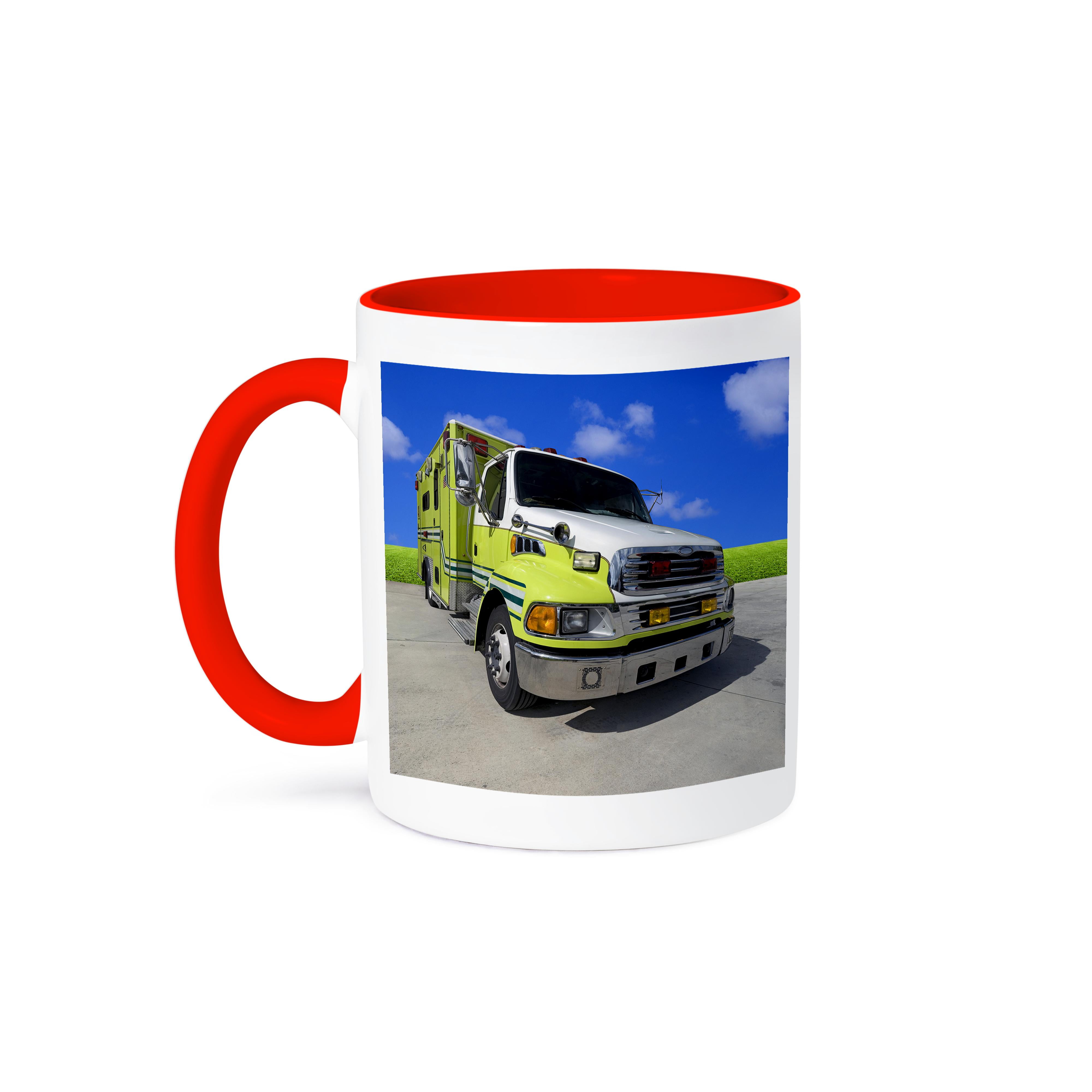 3dRose, Fire rescue vehicle truck emergency response yellow, 11oz Two ...