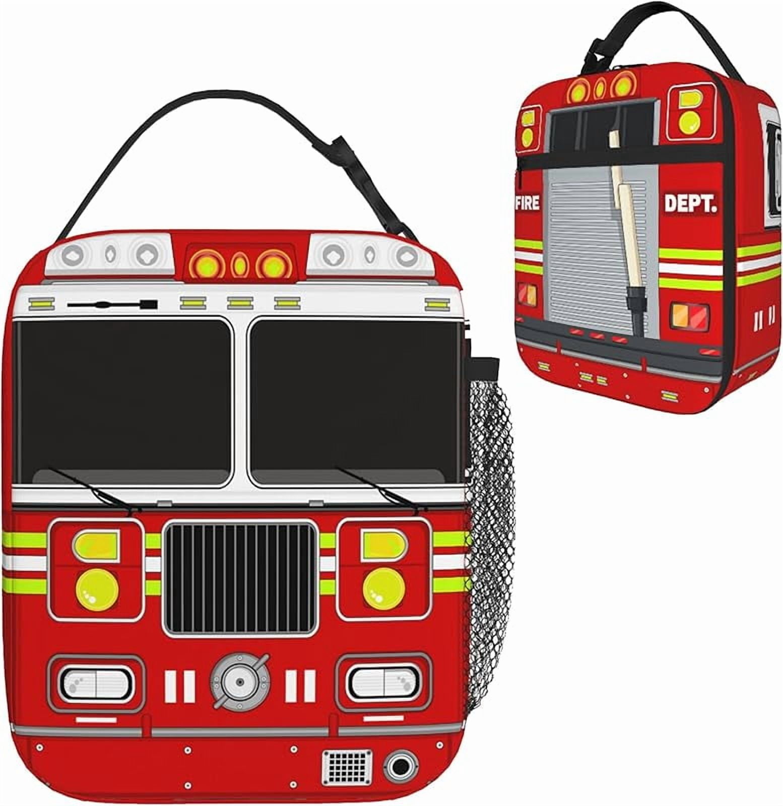 Fire truck Lunch Box for Women Men, Reusable Insulated Lunch Tote Bag ...