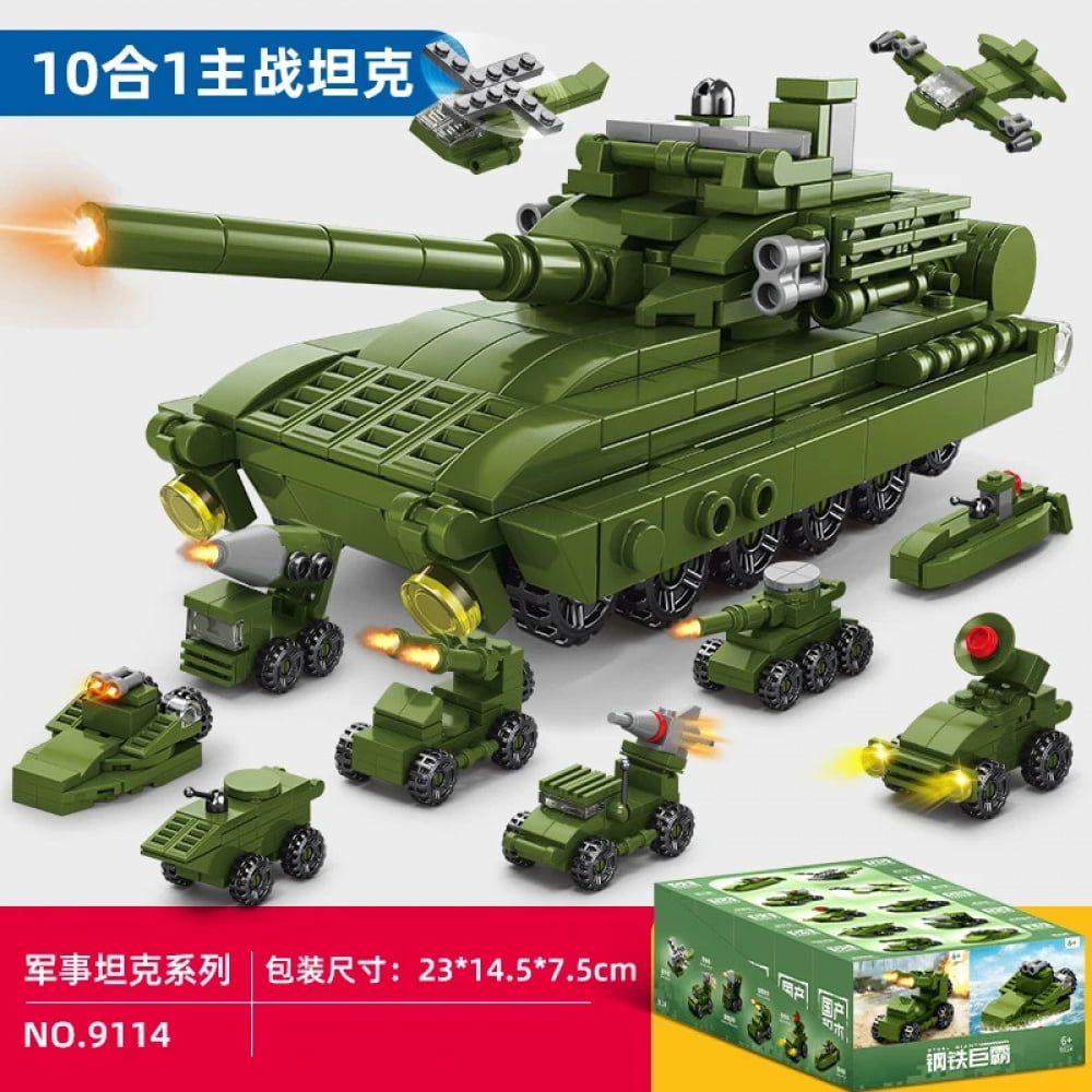 Fire truck building blocks 10 in 1 Police car Aircraft Tank warship ...