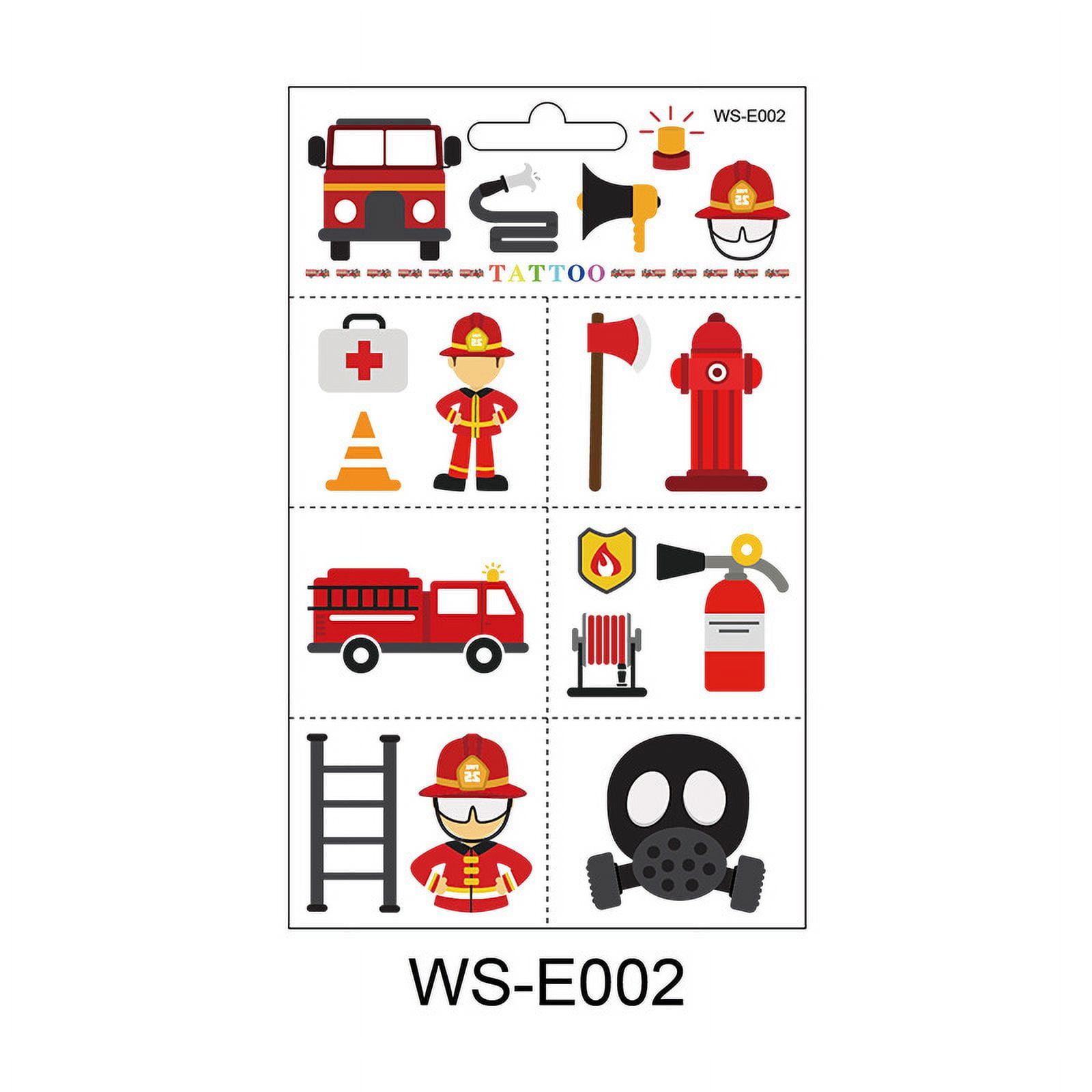 Fire truck tattoo stickers children's cartoon waterproof firefighter ...