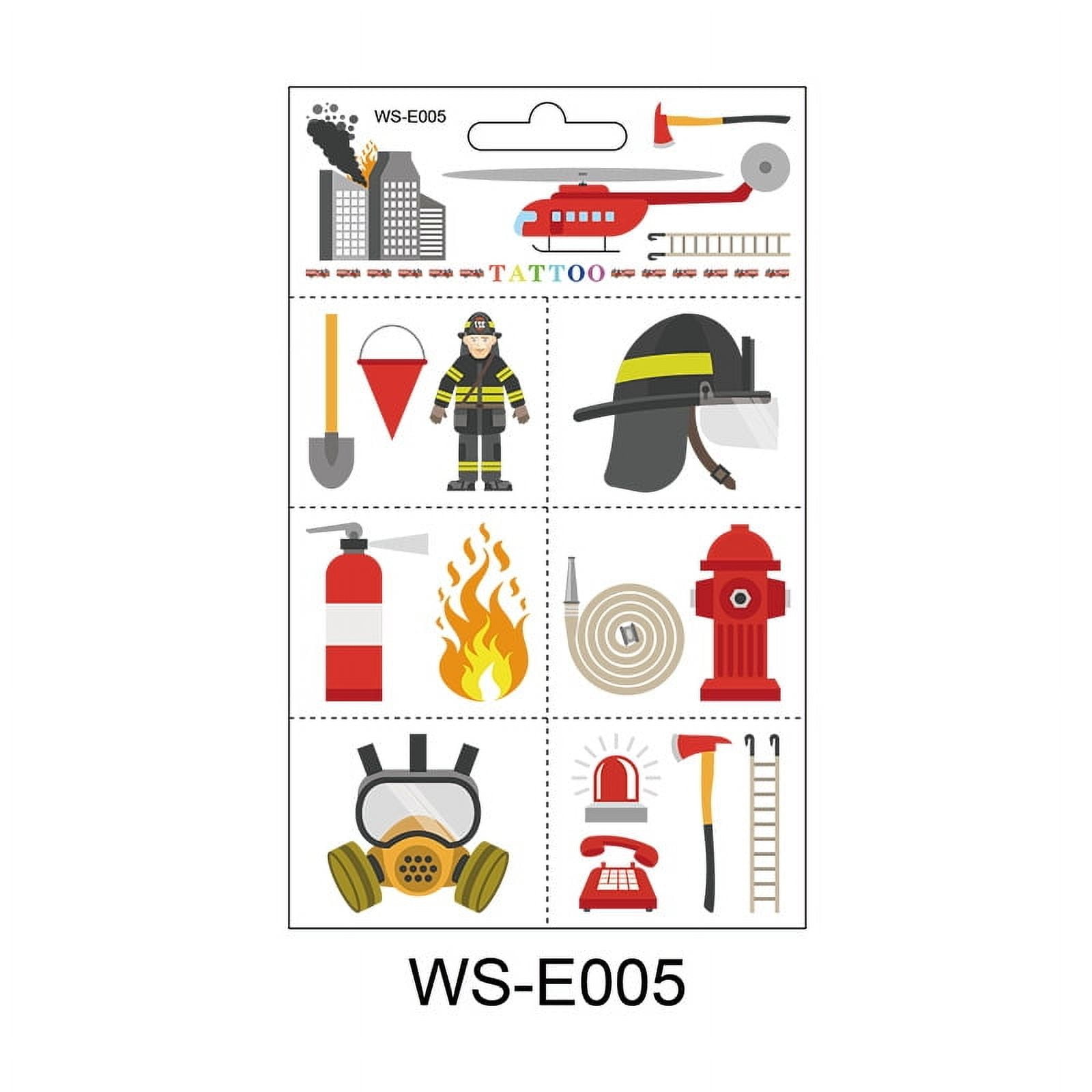 Fire truck tattoo stickers children's cartoon waterproof firefighter ...