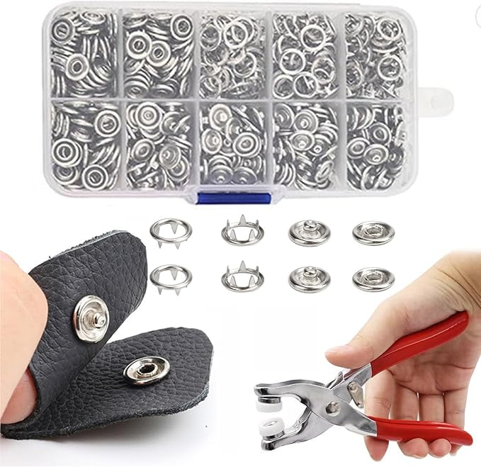 FireBee 800PCS Metal Snaps Buttons, Fastener Pliers Press Tool Kit with ...