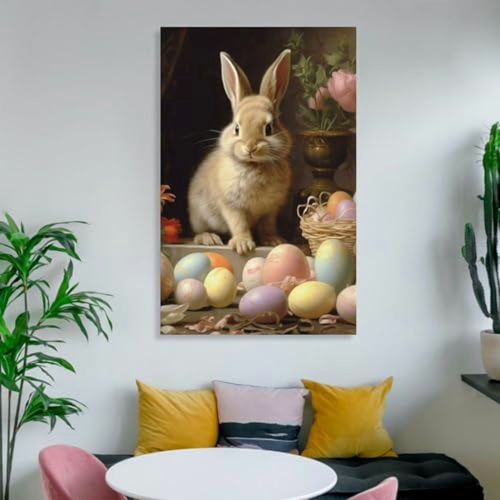 FireDeer Easter Wall Art Cute Bunny Poster Rabbit Easter Egg Gnome ...