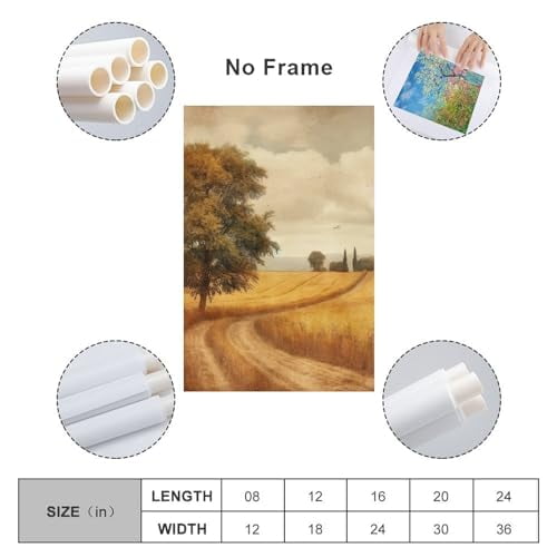 FireDeer Rustic Farmhouse Wall Art Classical French Country Landscape ...