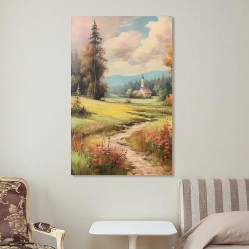 FireDeer Rustic Farmhouse Wall Art Classical French Country Landscape ...