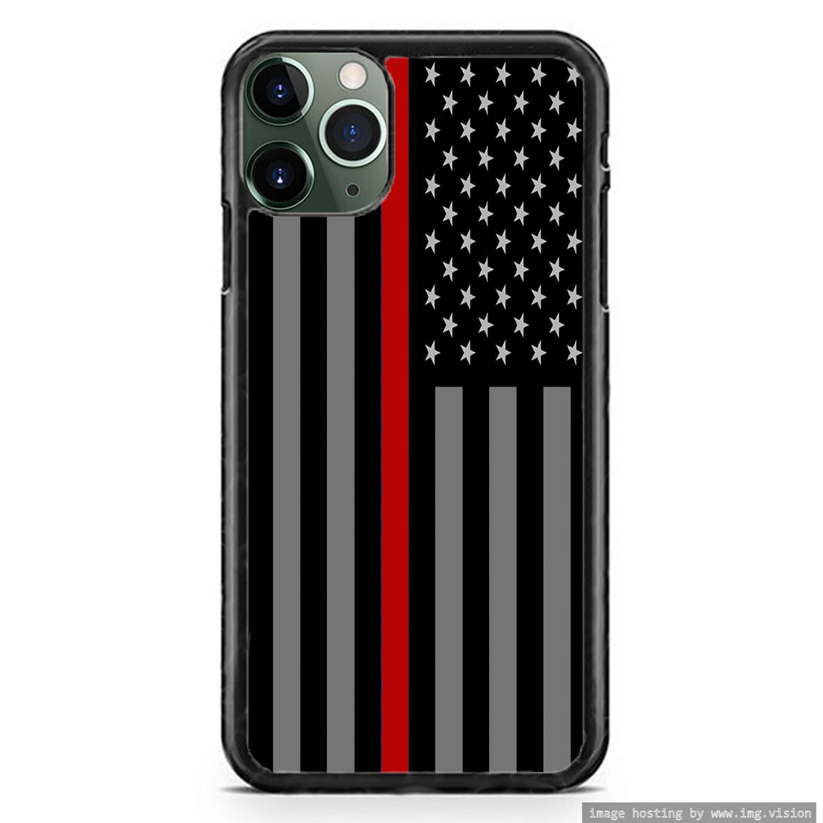 FireFighter USA Flag Phone Case Red Thin Line Hard Rubber Custom Cover ...