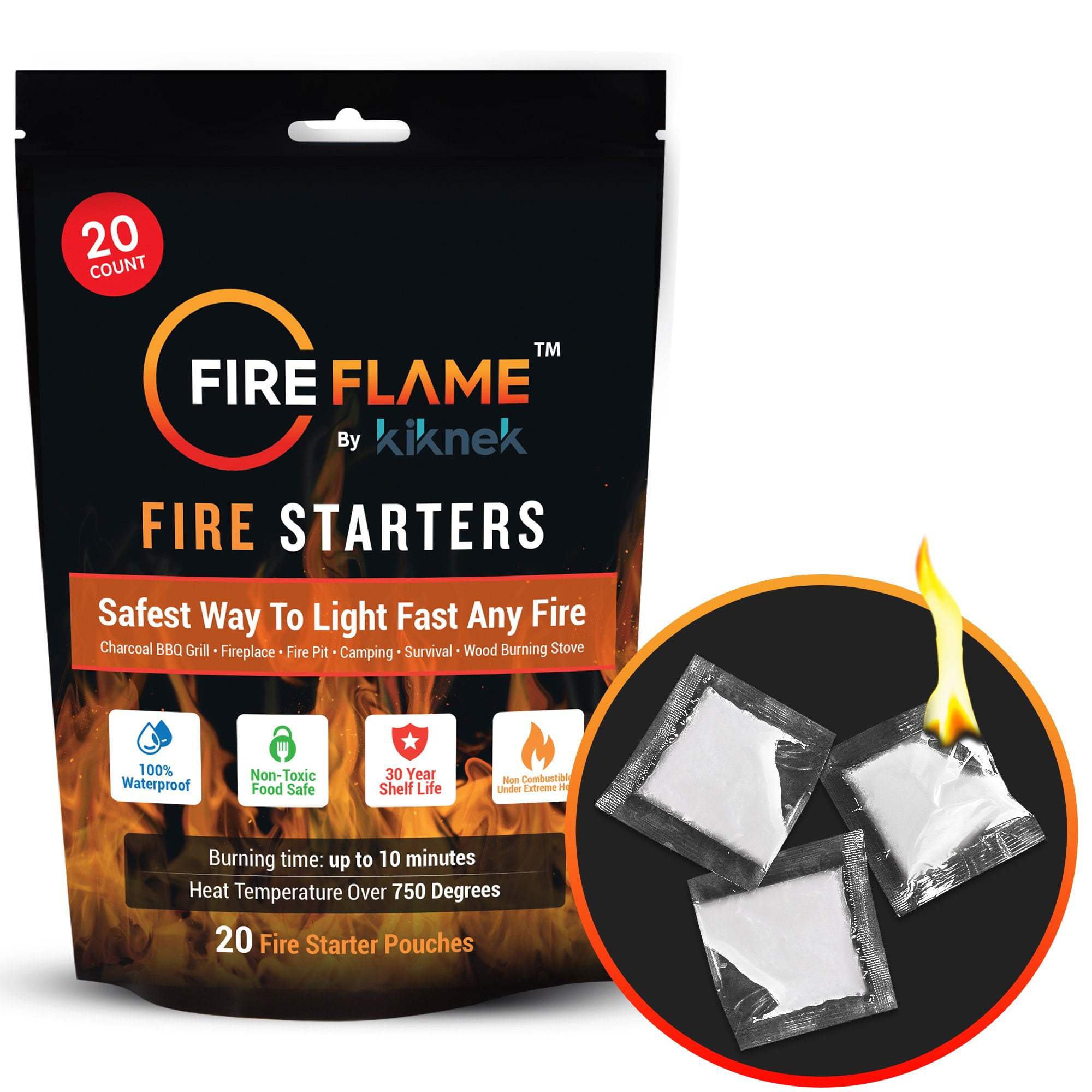 FireFlame Quick Instant Fire Starter - 100% Waterproof All-Purpose ...