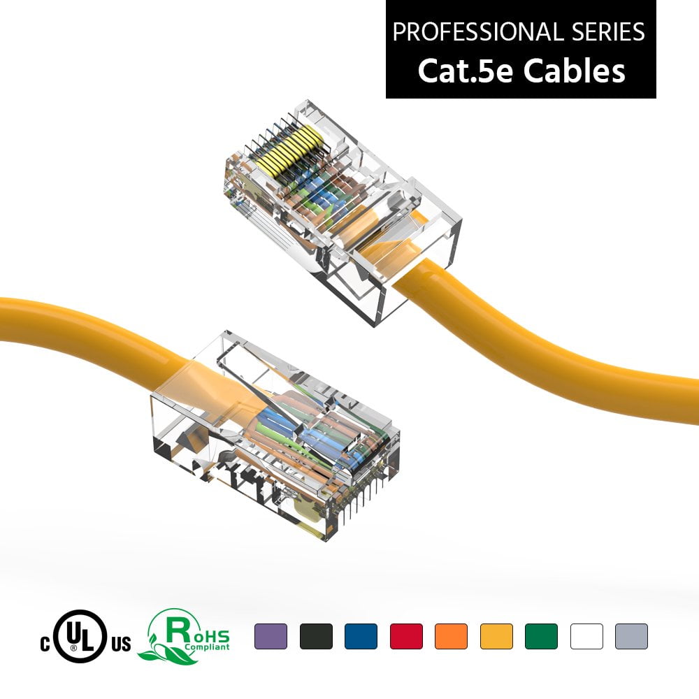 FireFold Cat5e Ethernet Patch Cable Yellow 4ft with Gold Plated RJ45 ...
