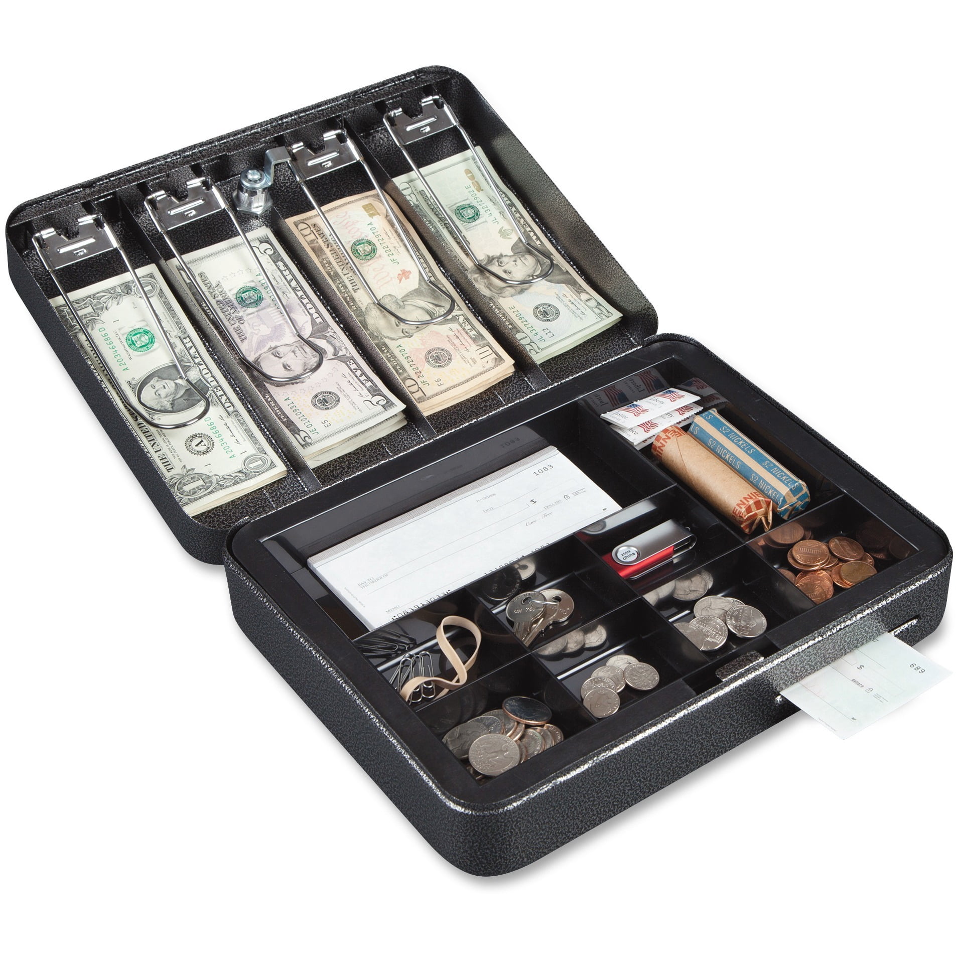 FireKing, FIRCB1209, Key Locking Custom Cash Box, 1 Each, Black,Silver ...