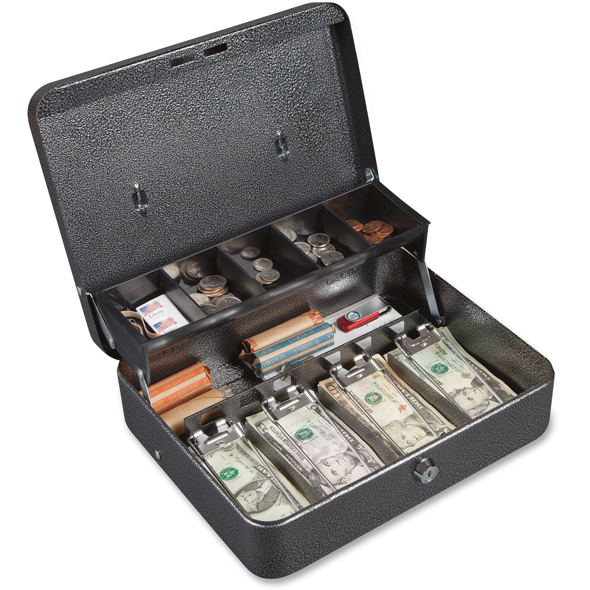FireKing, FIRCB1210, Stop Hinge Design Locking Cash Box, 1 Each, Black ...
