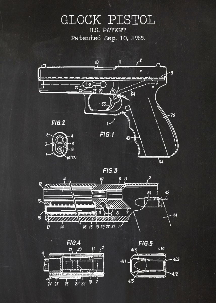 Firearms and Bullets Canvas Poster Gun Dismantling Diagram Wall Art ...