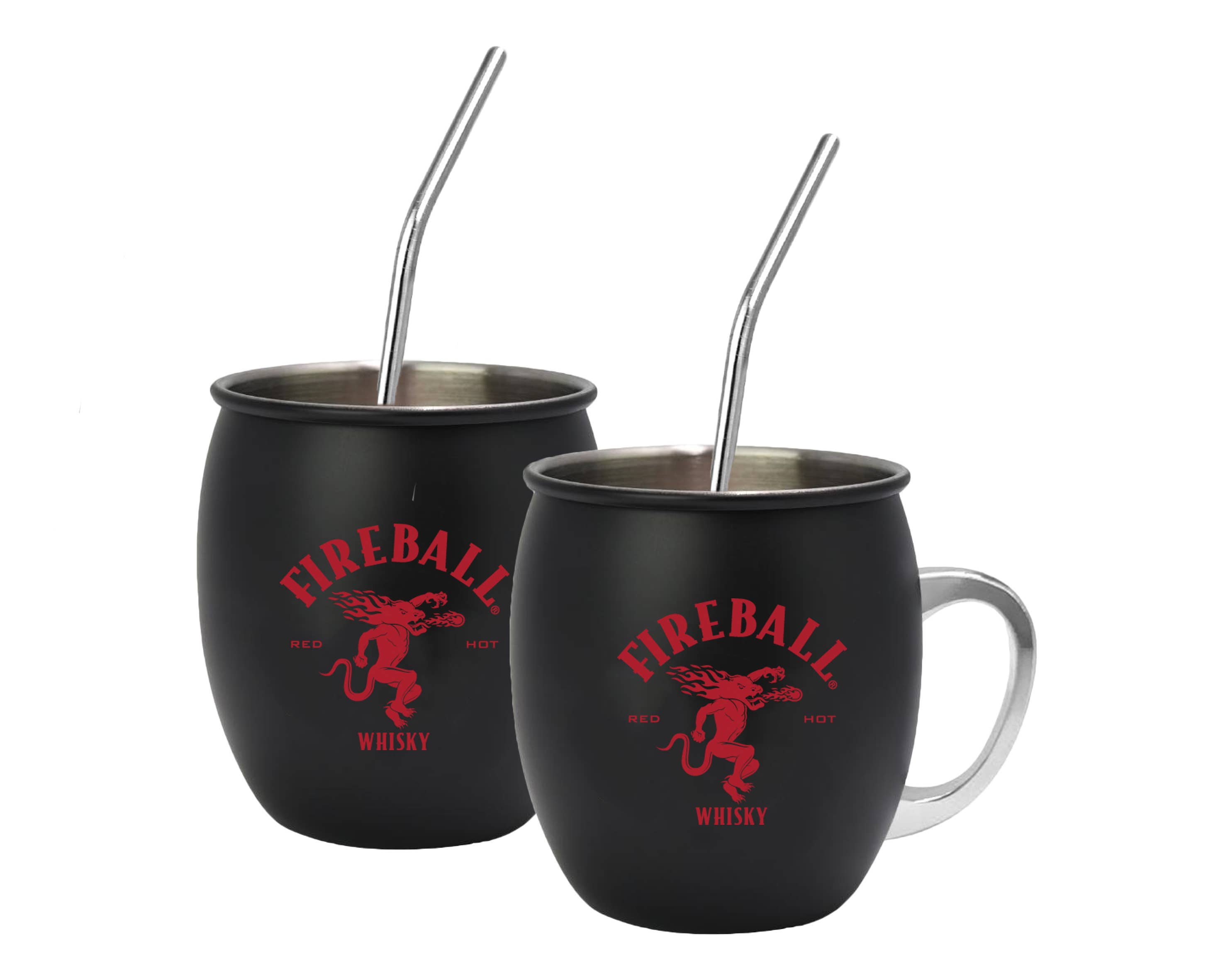 Fireball 2 Piece 500ml Mule Mug Set with Stainless Steel Straws ...