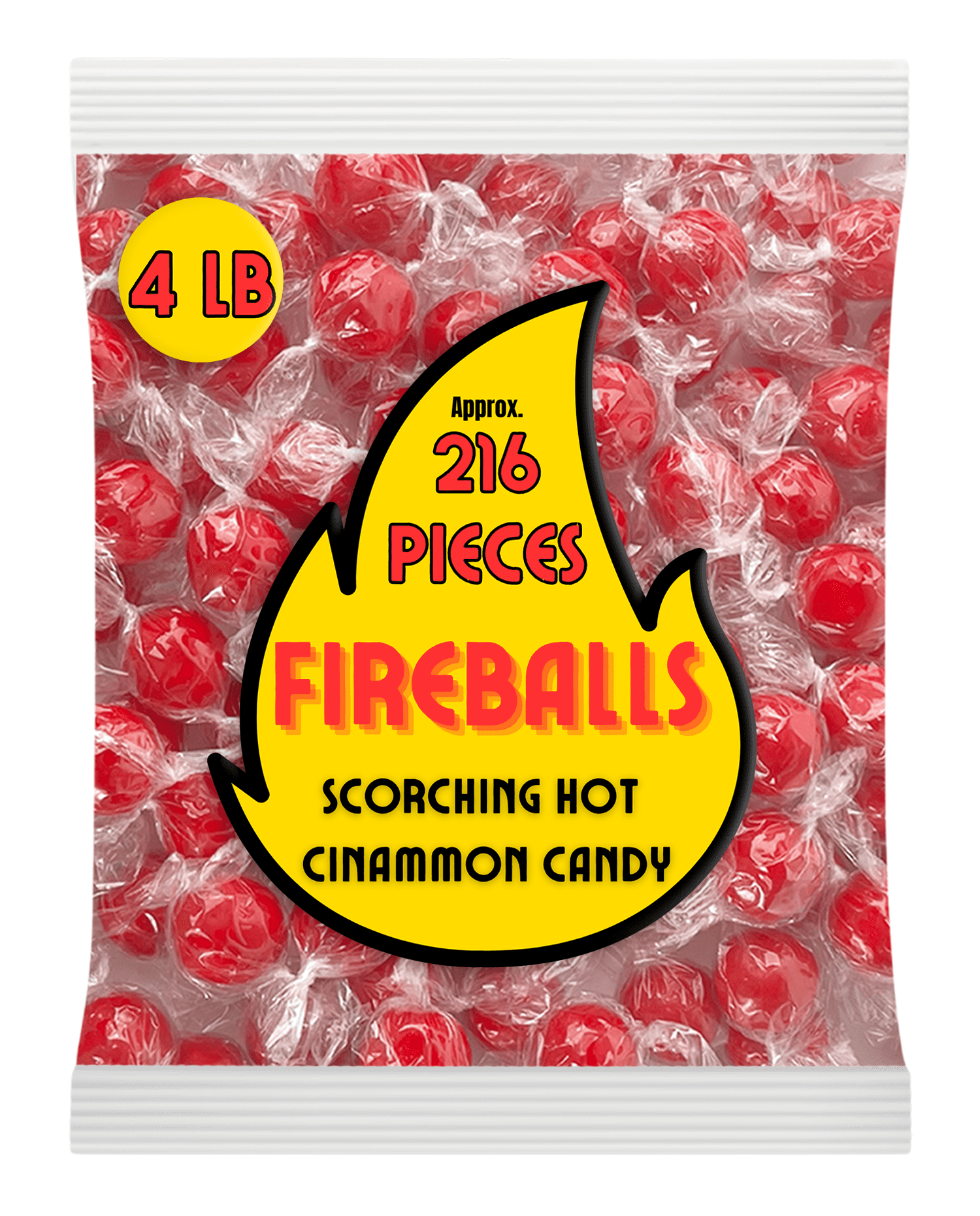 QUEEN JAX Fireball Candy Bulk, 4 LB Red Hot Cinnamon Jawbreakers ...