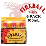 Fireball Cinnamon Malt Beverage, 100ml Bottles, 6 Count, 21% Alcohol ...