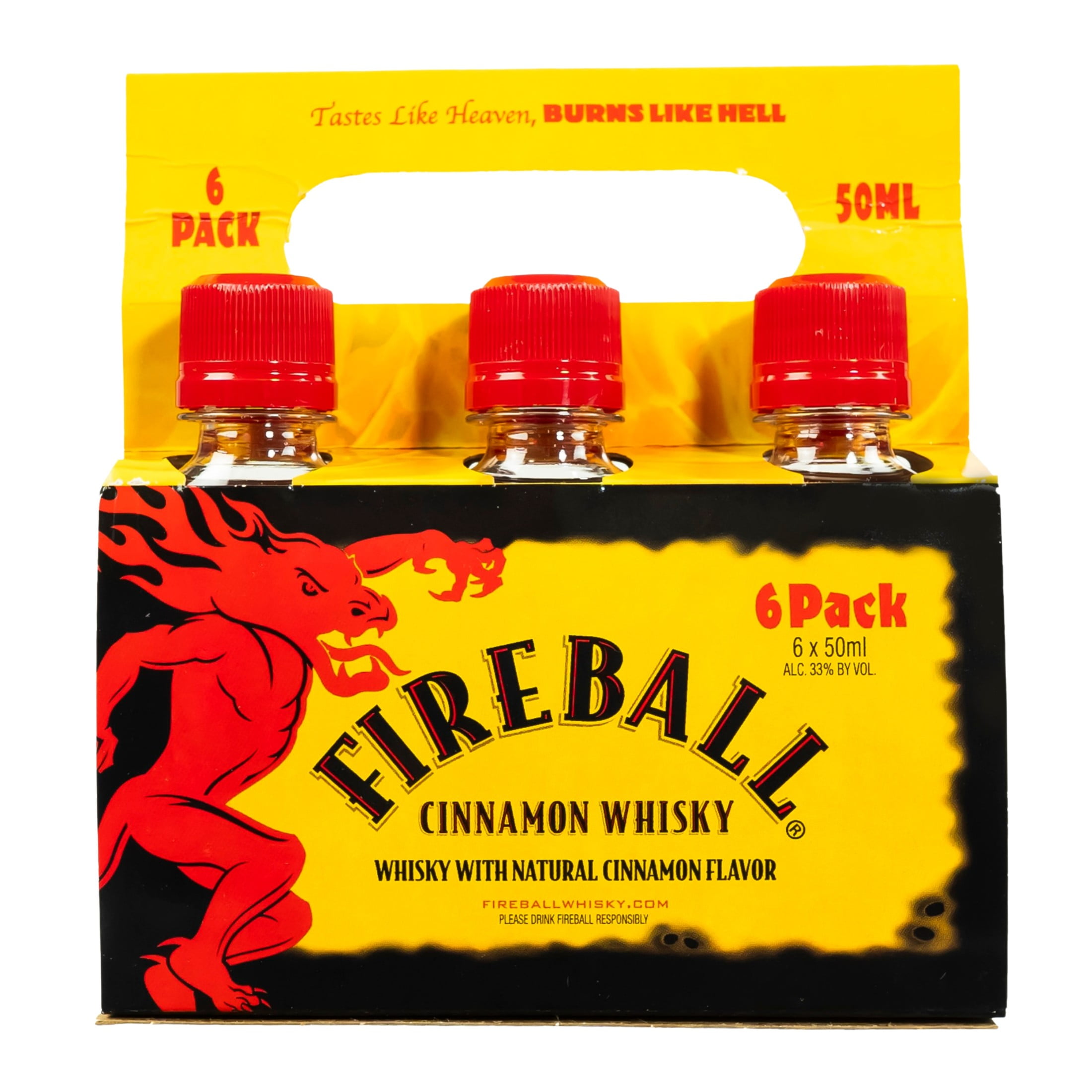 Fireball Cinnamon Whiskey, 50ml Bottles, 6 Count, 33% Alcohol - Walmart.com