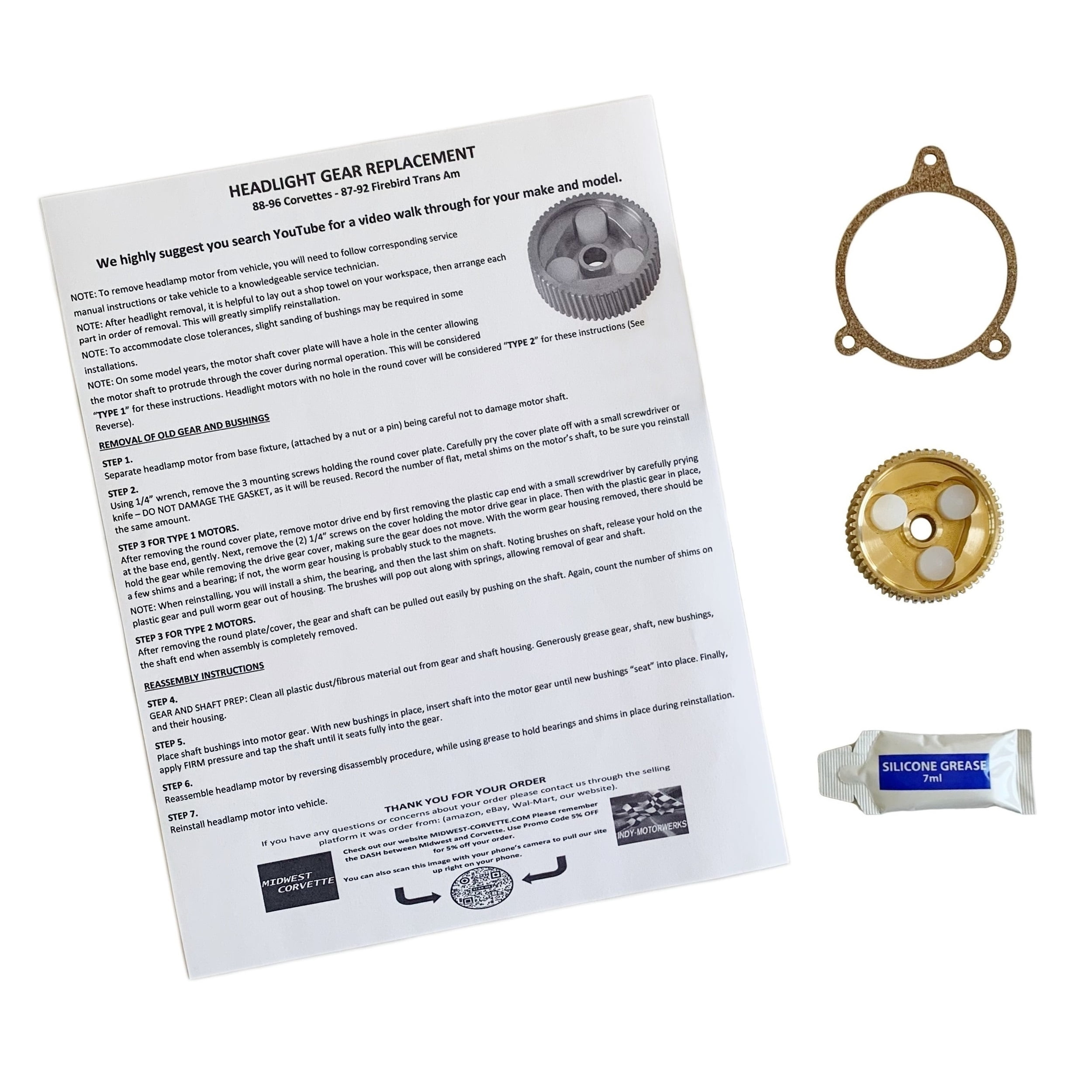 Firebird Trans Am 3rd Generation Headlight Bronze Gear Fixes One Motor ...