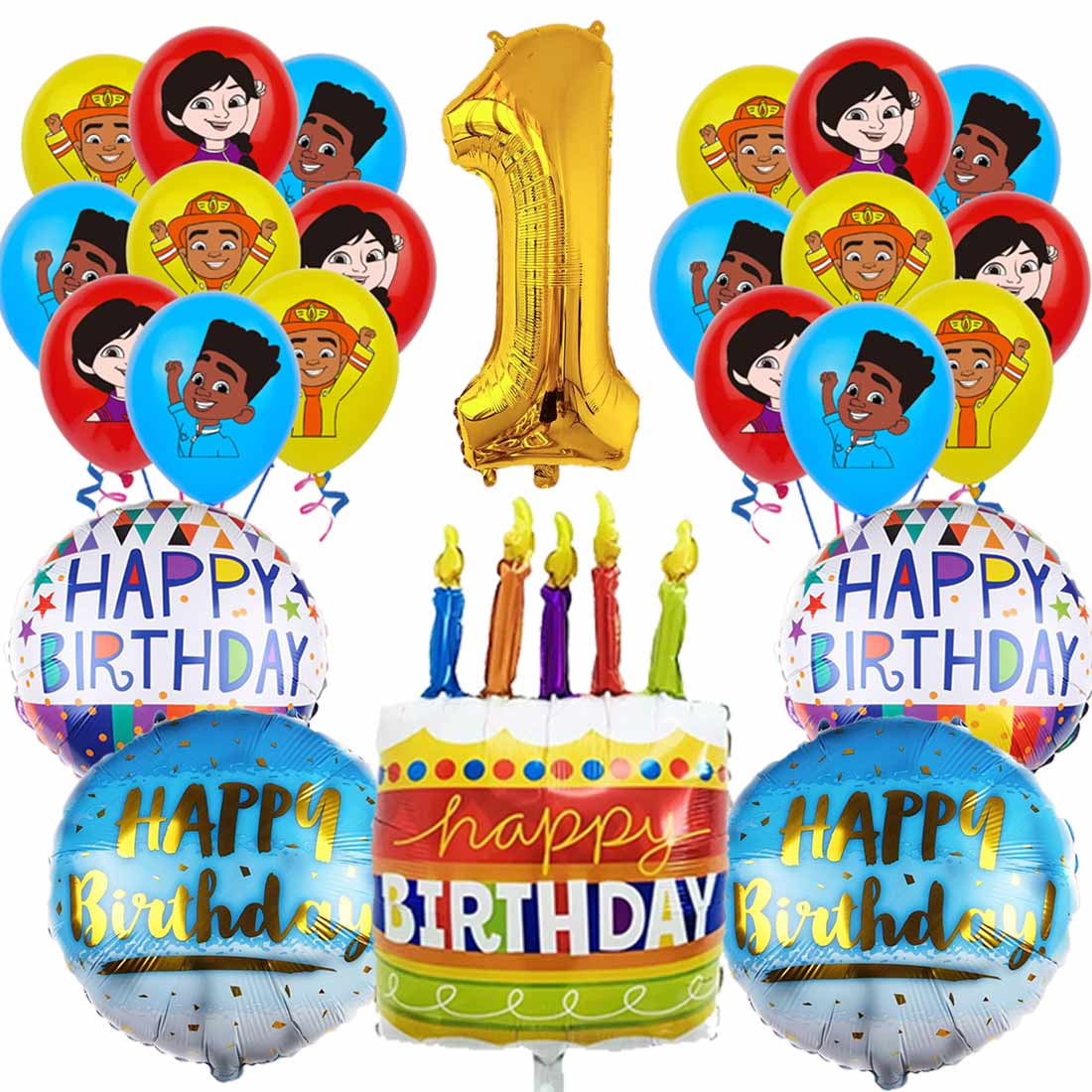 Firebuds 1st Big Number Balloons Party Supplies Decorations Decor Kit ...