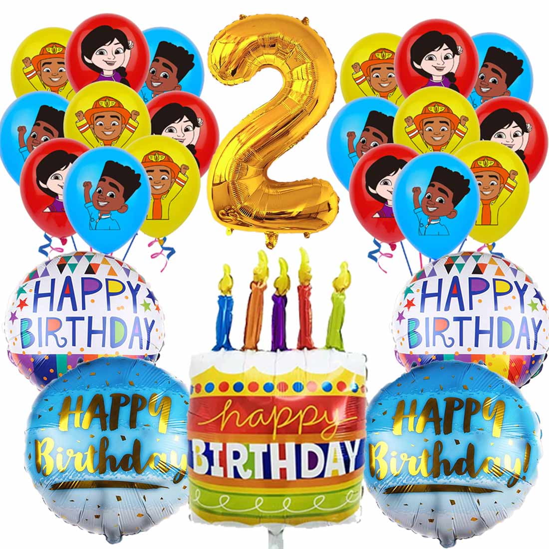 Firebuds 2nd Big Number Balloons Party Supplies Decorations Decor Kit ...