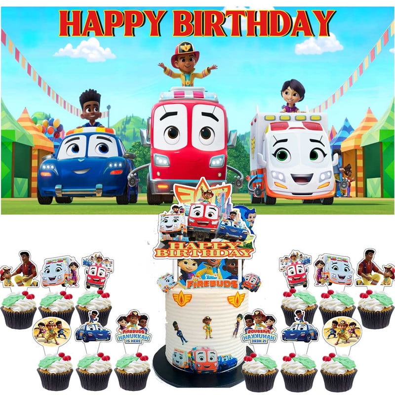 Firebuds Set Party Supplies Decoration Birthday Decor Banner Backdrop ...