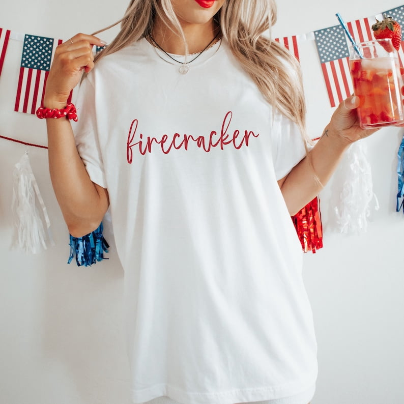 Firecracker 4th of July Shirt for Women, Funny Patriotic T-Shirt ...
