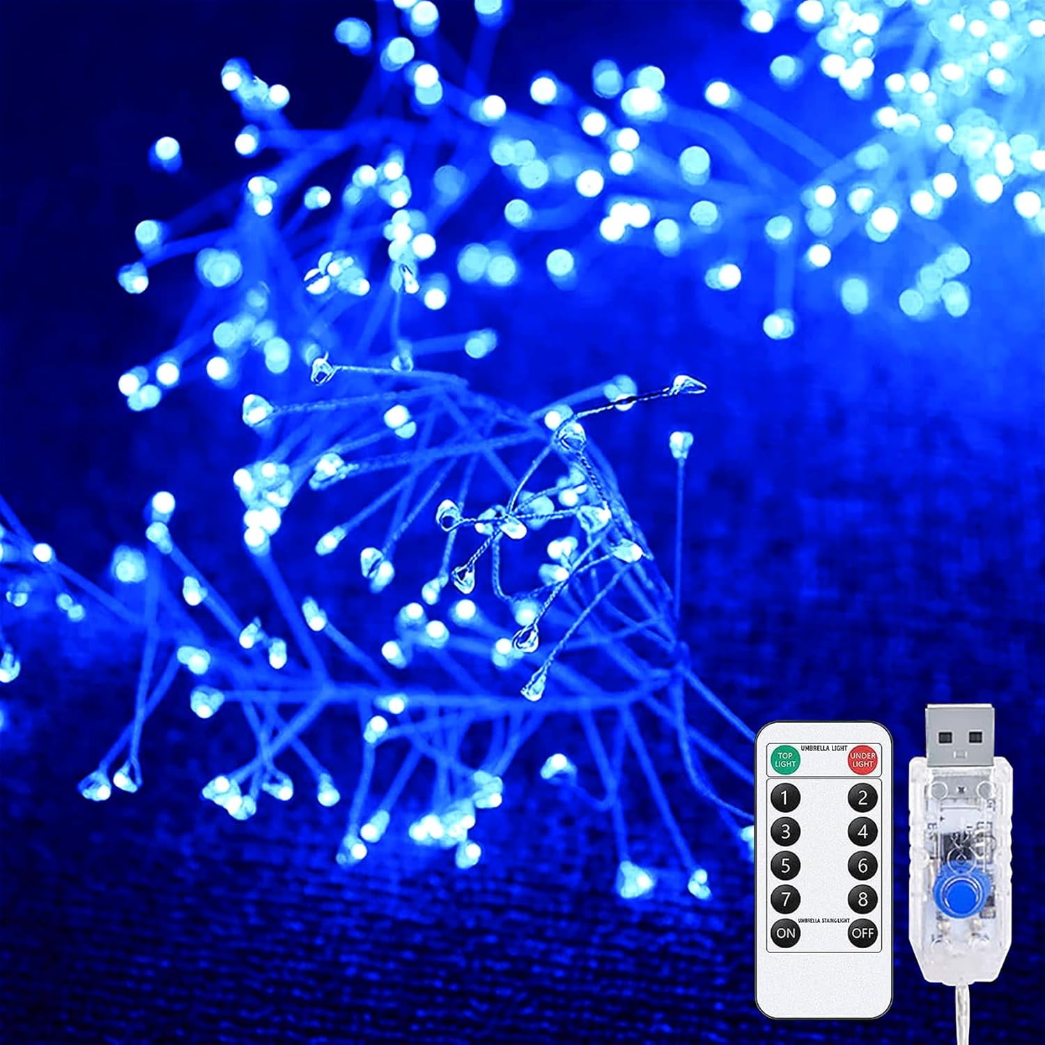 Firecracker Fairy Lights with Remote 19.8Feet 200 LED Cluster Starry ...