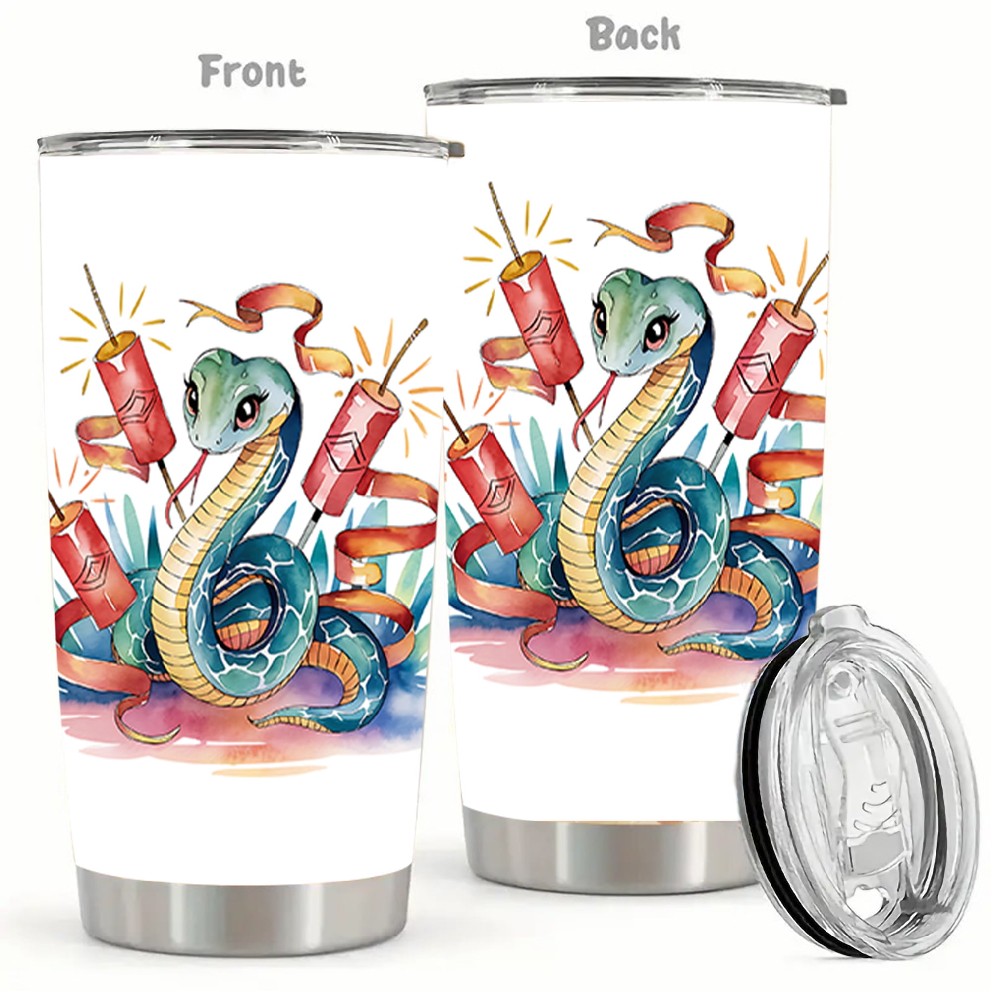 Firecracker and Snake Double Stainless Steel 3D Printed Thermoses ...