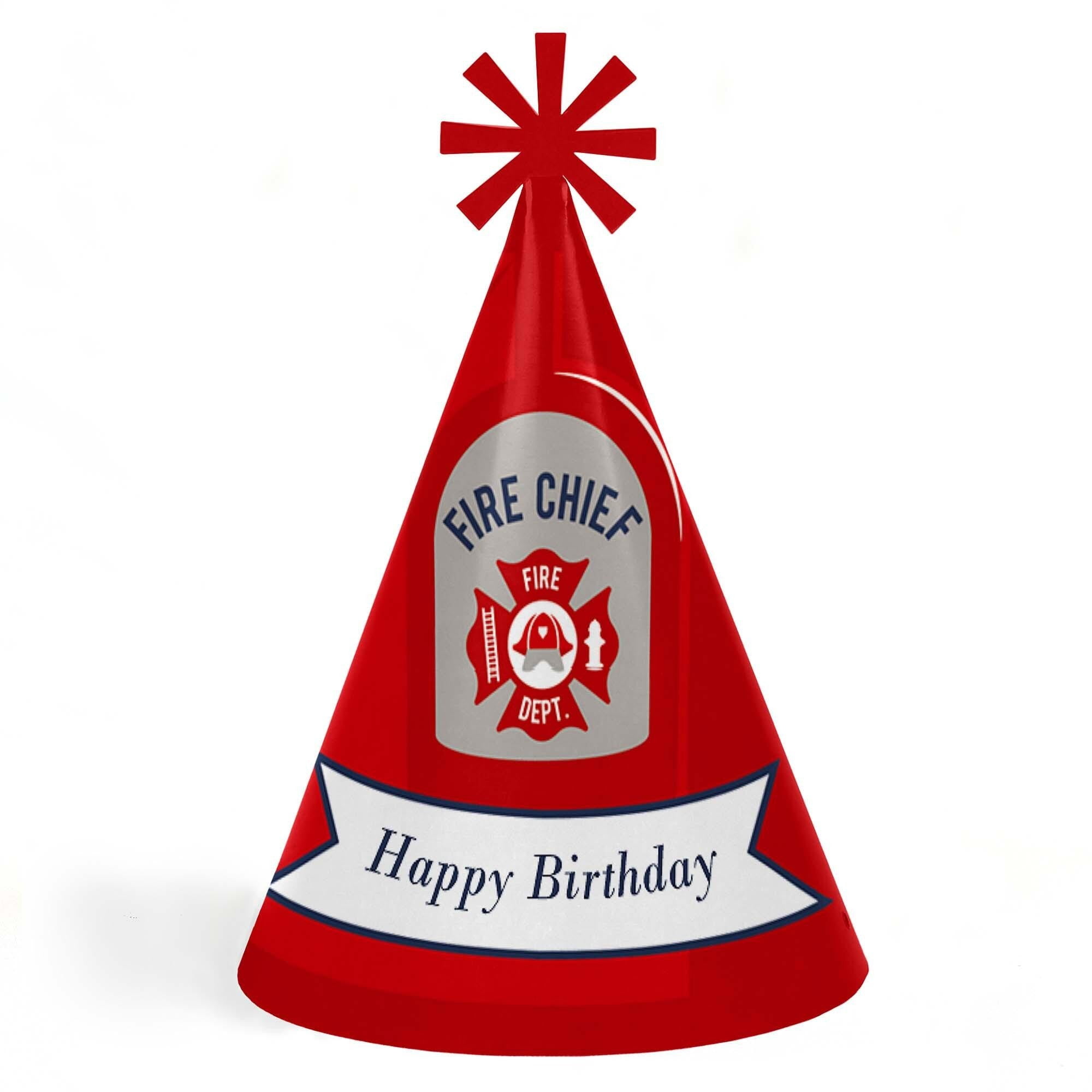 Big Dot of Happiness Fired Up Fire Truck - Cone Happy Birthday Party ...