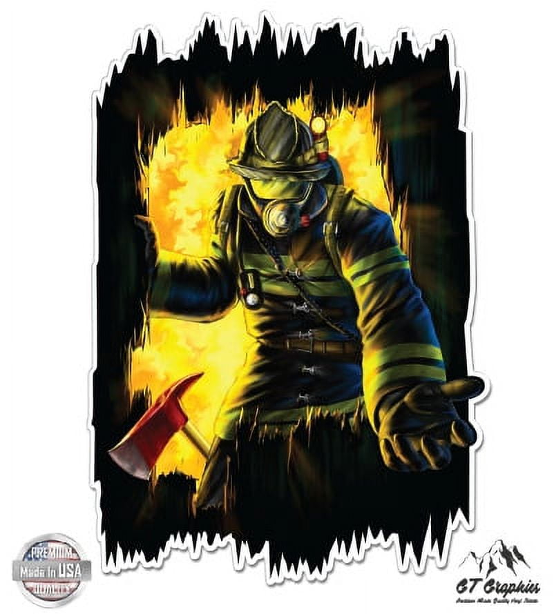 Firefighter - 3" Vinyl Sticker - For Car Laptop I-Pad Phone Helmet Hard ...