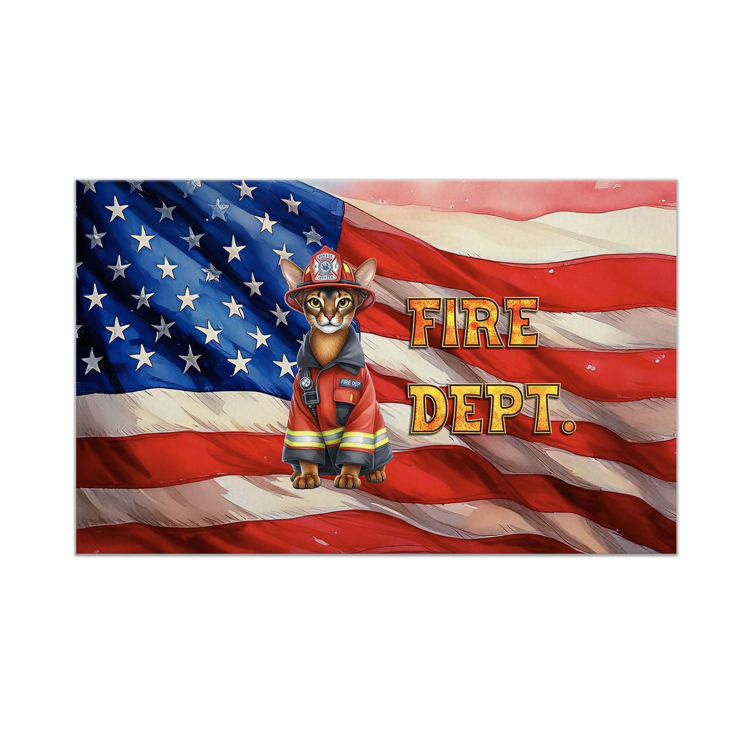 Firefighter Abyssinian Hero Rescue Fire Dept Fireman USA Flag Doormat ...