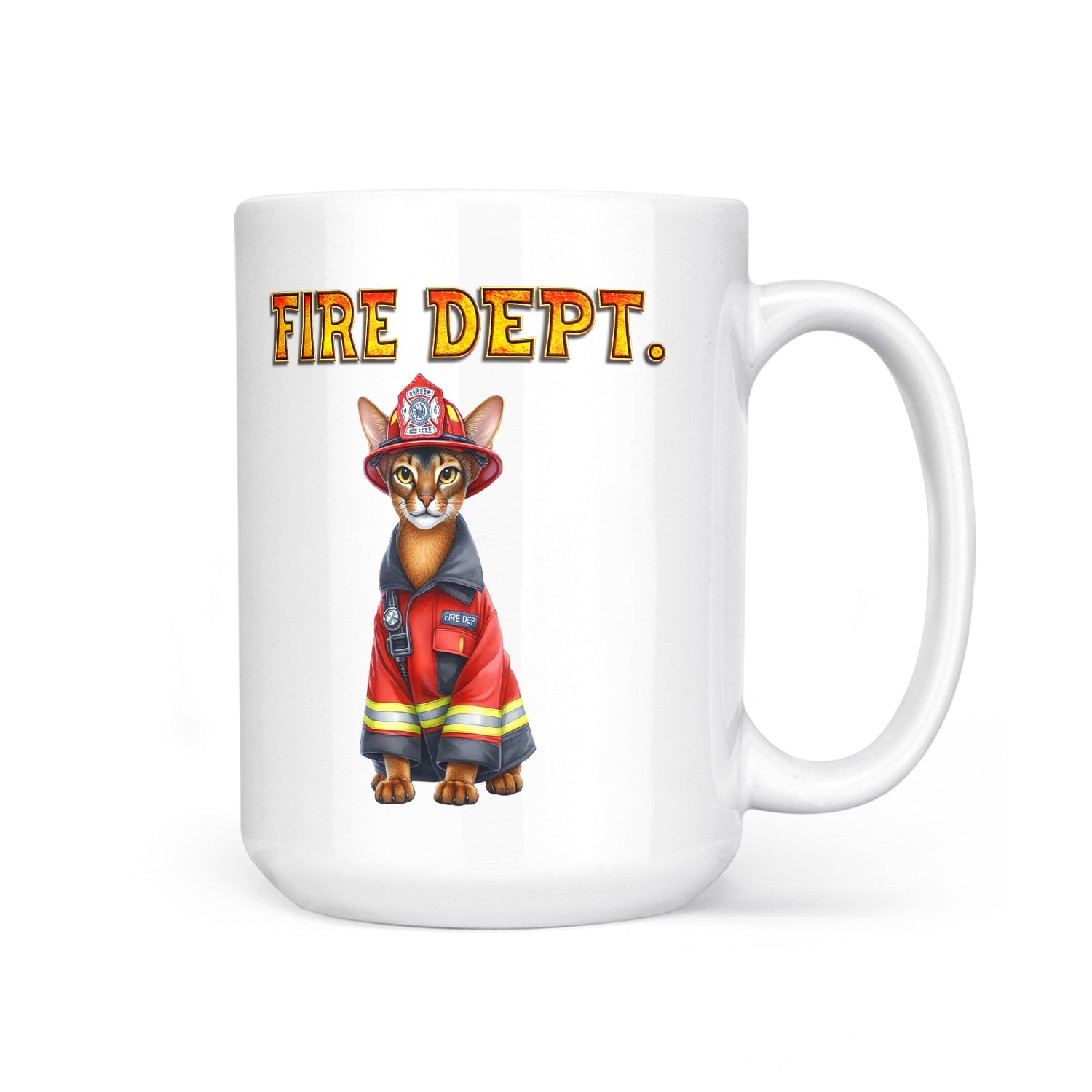 Firefighter Abyssinian Hero Rescue Fire Dept Fireman USA Flag Mug Cat ...