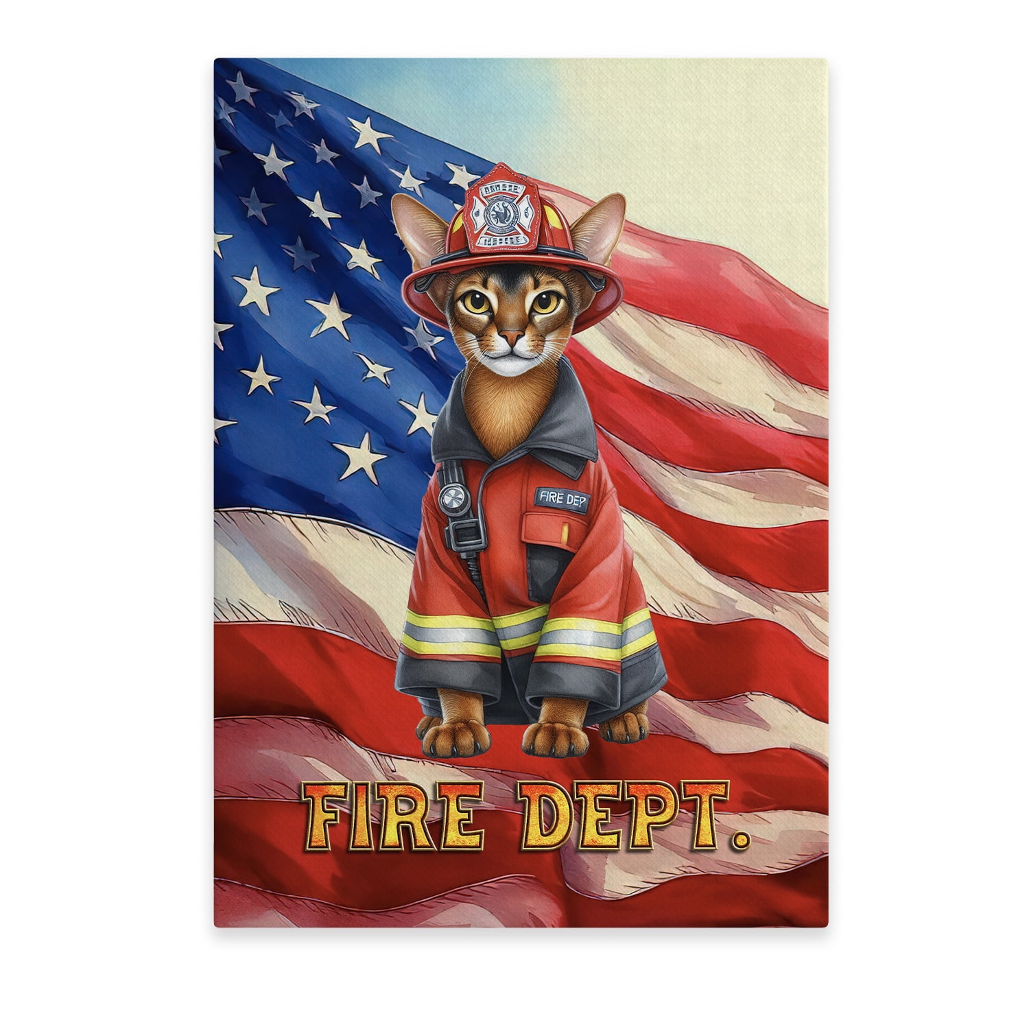 Firefighter Abyssinian Hero Rescue Fire Dept Fireman USA Flag Vertical ...