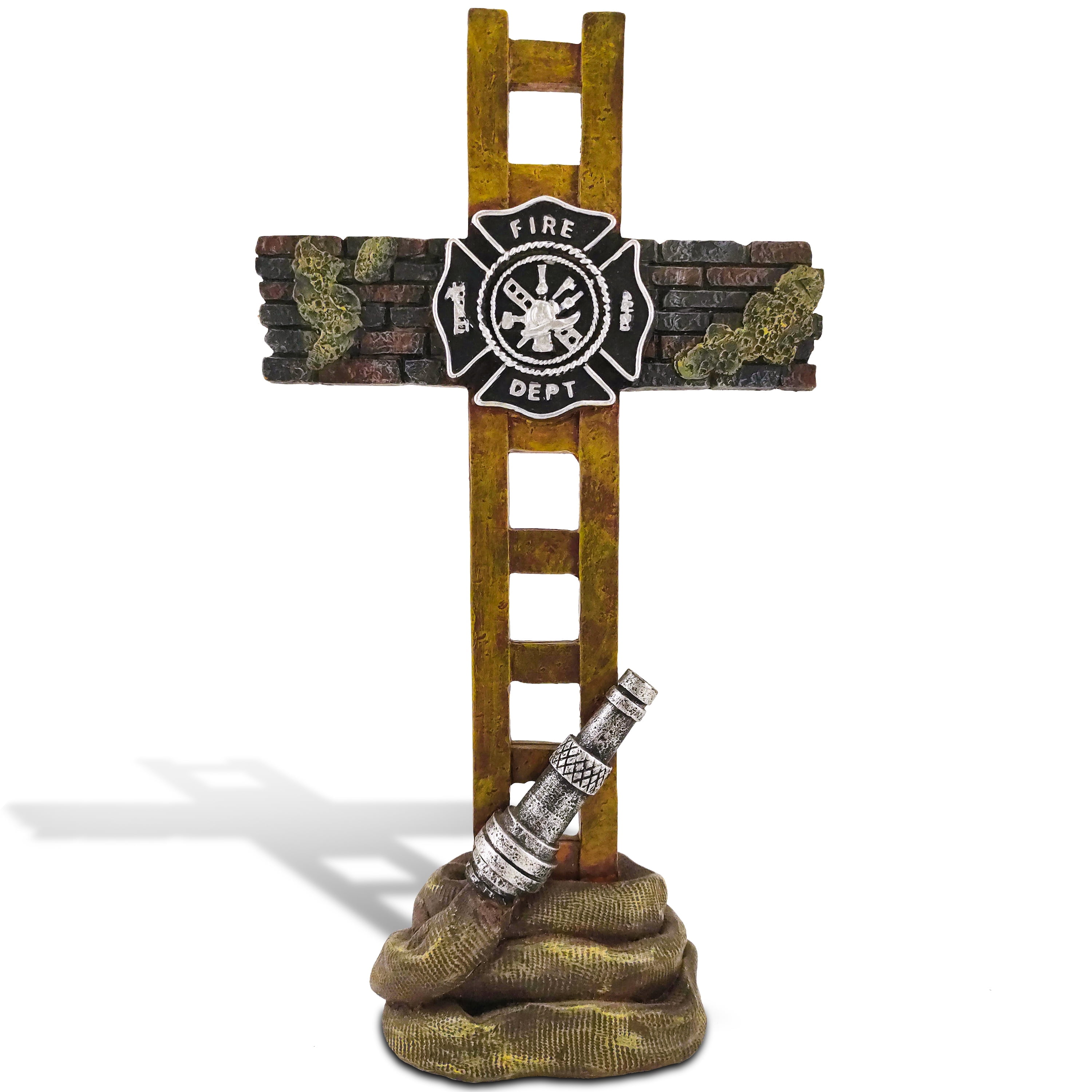 Firefighter Accessories, Fireman Standing Cross Statue Memorial 10 ...