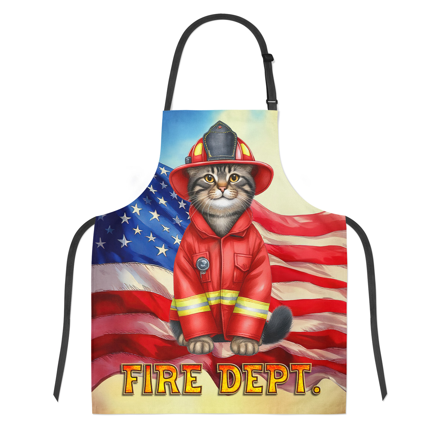Firefighter American Shorthair Hero Rescue Fire Dept Fireman USA Flag ...