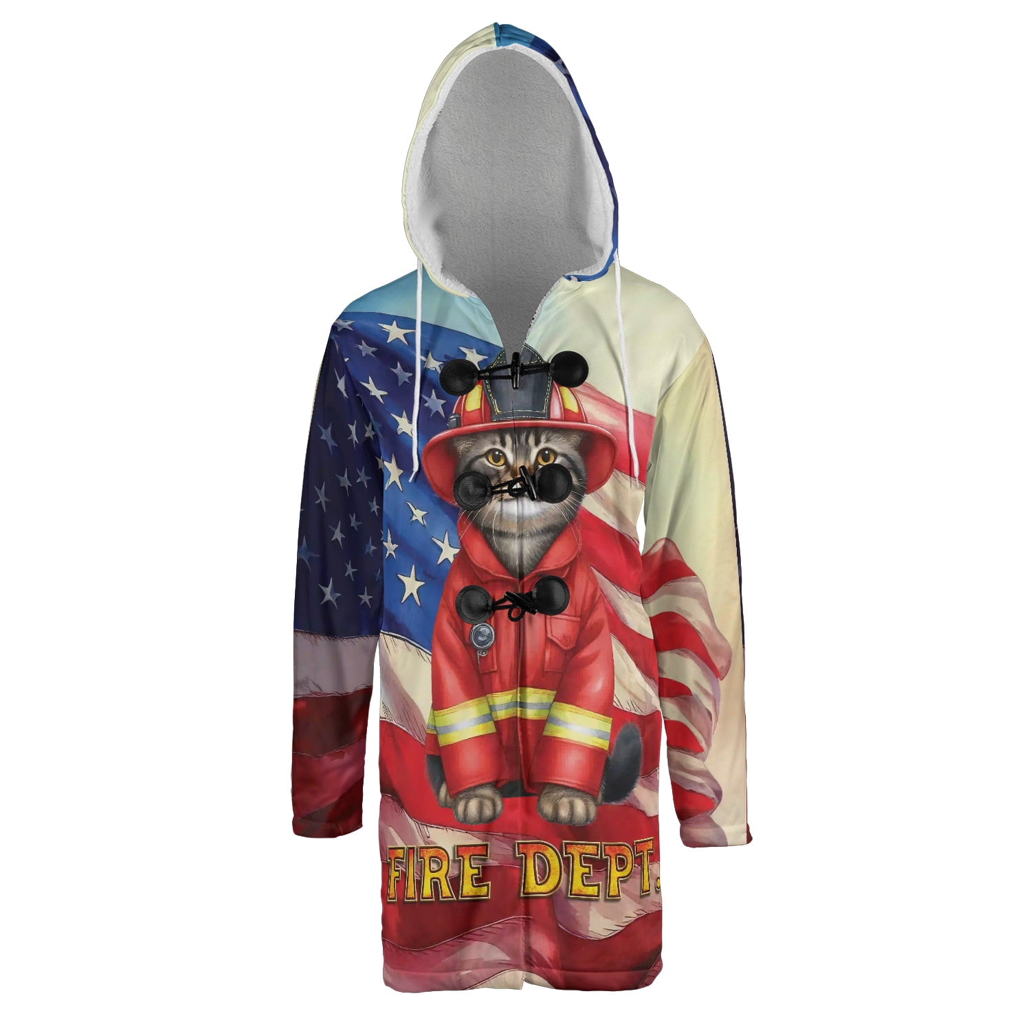 Firefighter American Shorthair Hero Rescue Fire Dept Fireman USA Flag ...
