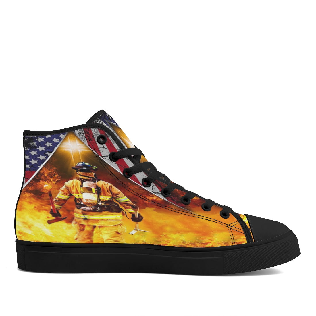 Firefighter American Us High Top Canvas Shoes Sneakers Black Size 13 ...