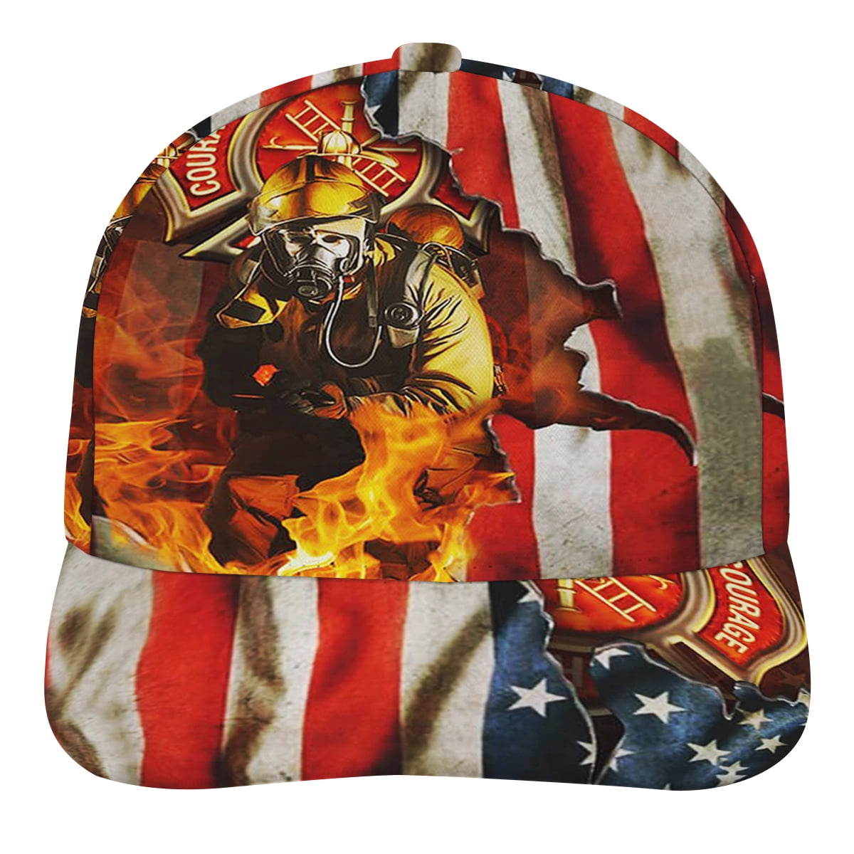Firefighter American flag U S baseball cap hat - Walmart.com