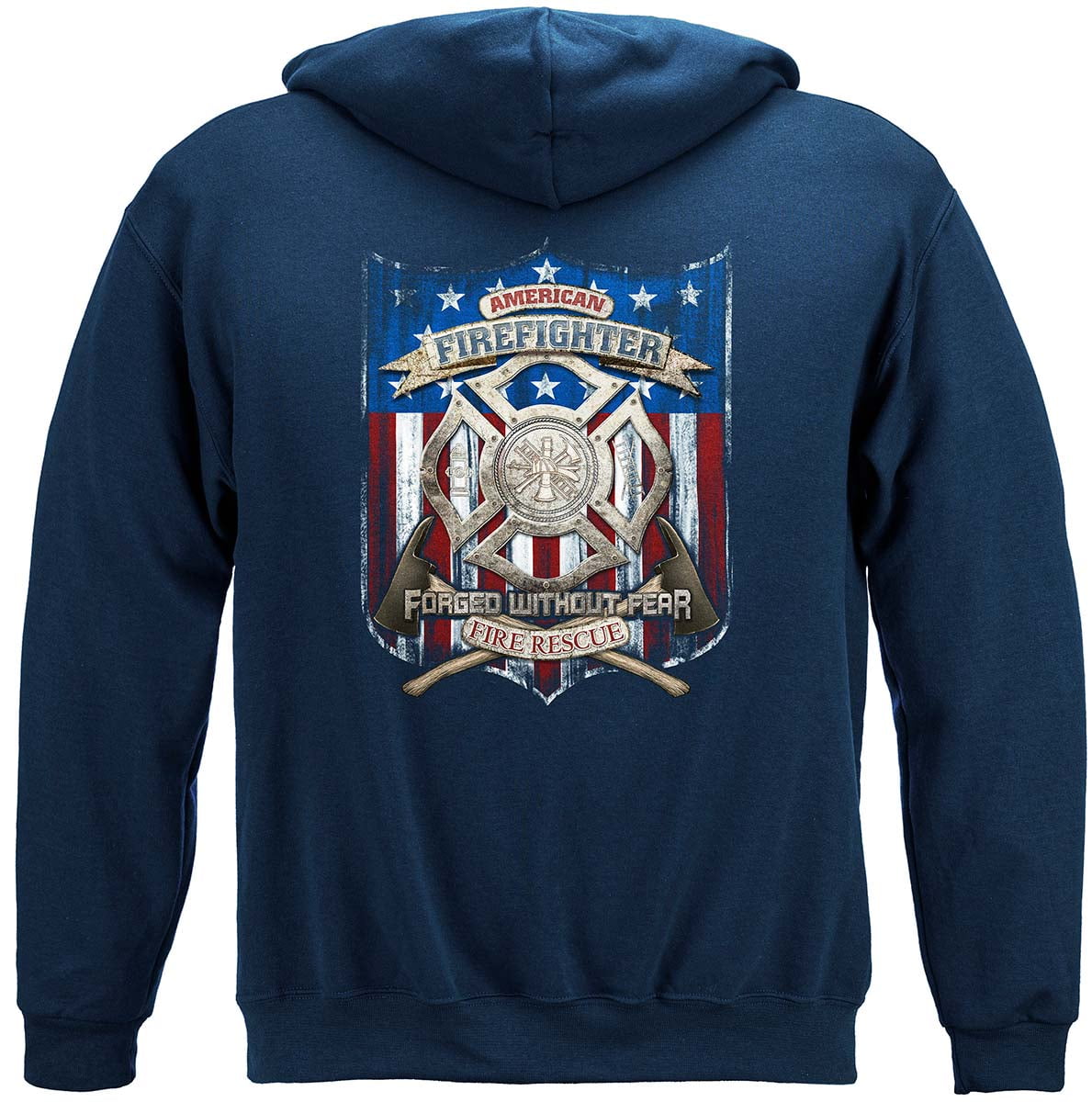 Firefighter American's Made Firefighter 8oz 50/50 Navy Hooded Sweat ...
