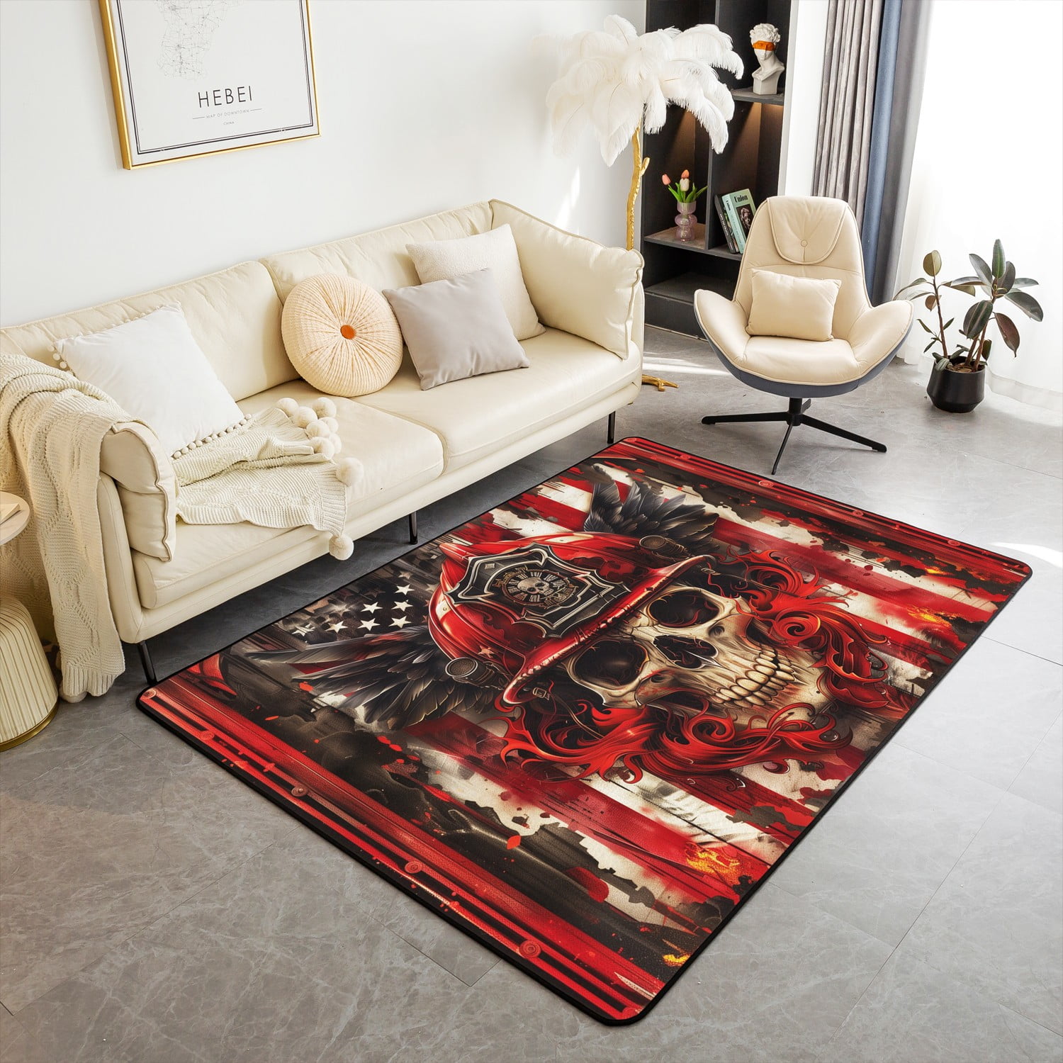 Firefighter Area Rug 5x6'6'',Fire Fighting Themed No Shedding Area Rugs ...