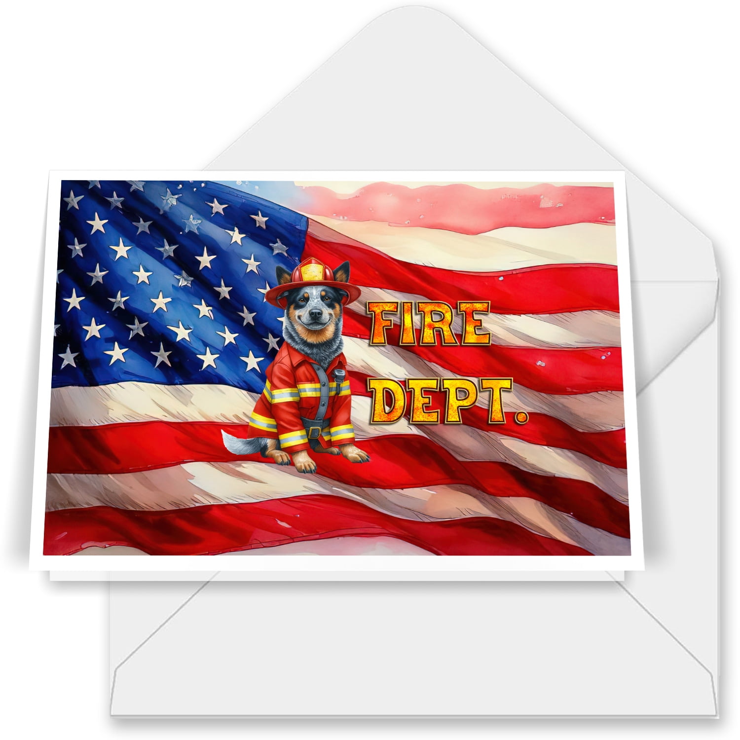 Firefighter Australian Cattle Dog Hero Rescue Fire Dept Fireman USA ...