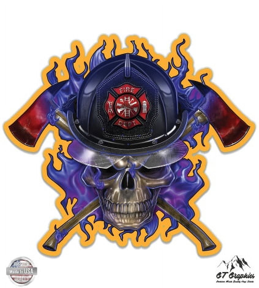 Firefighter Axes - 8" Vinyl Sticker - For Car Laptop I-Pad - Waterproof ...