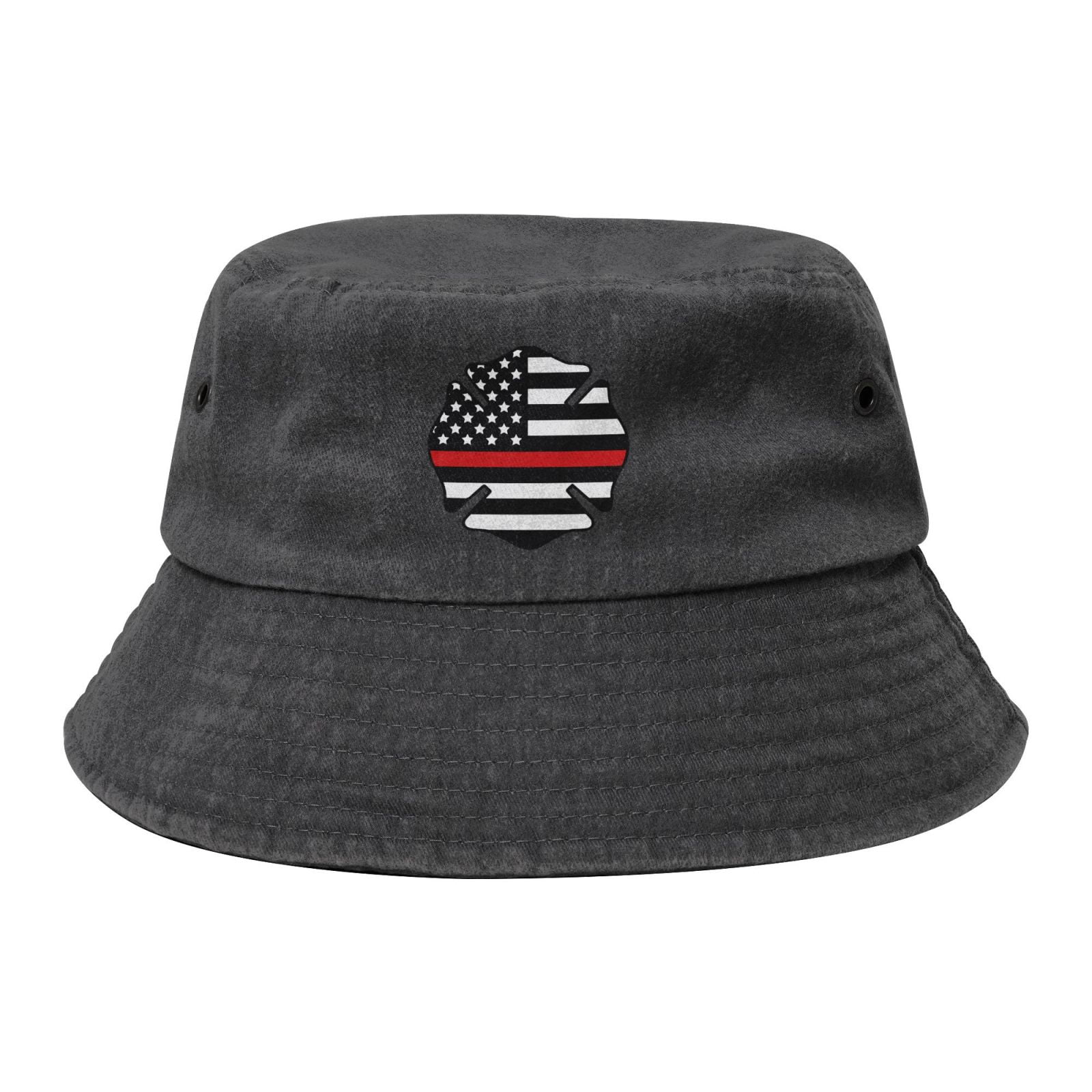 Firefighter Badge Fire Department Usa Flag Washed Bucket Hat For Men ...