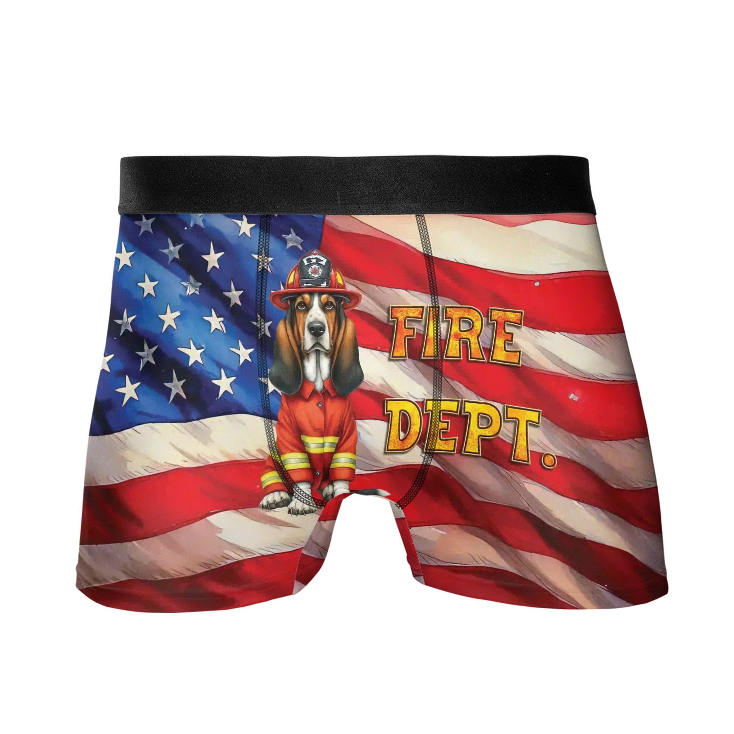 Firefighter Basset Hound Hero Rescue Fire Dept Fireman USA Flag All ...