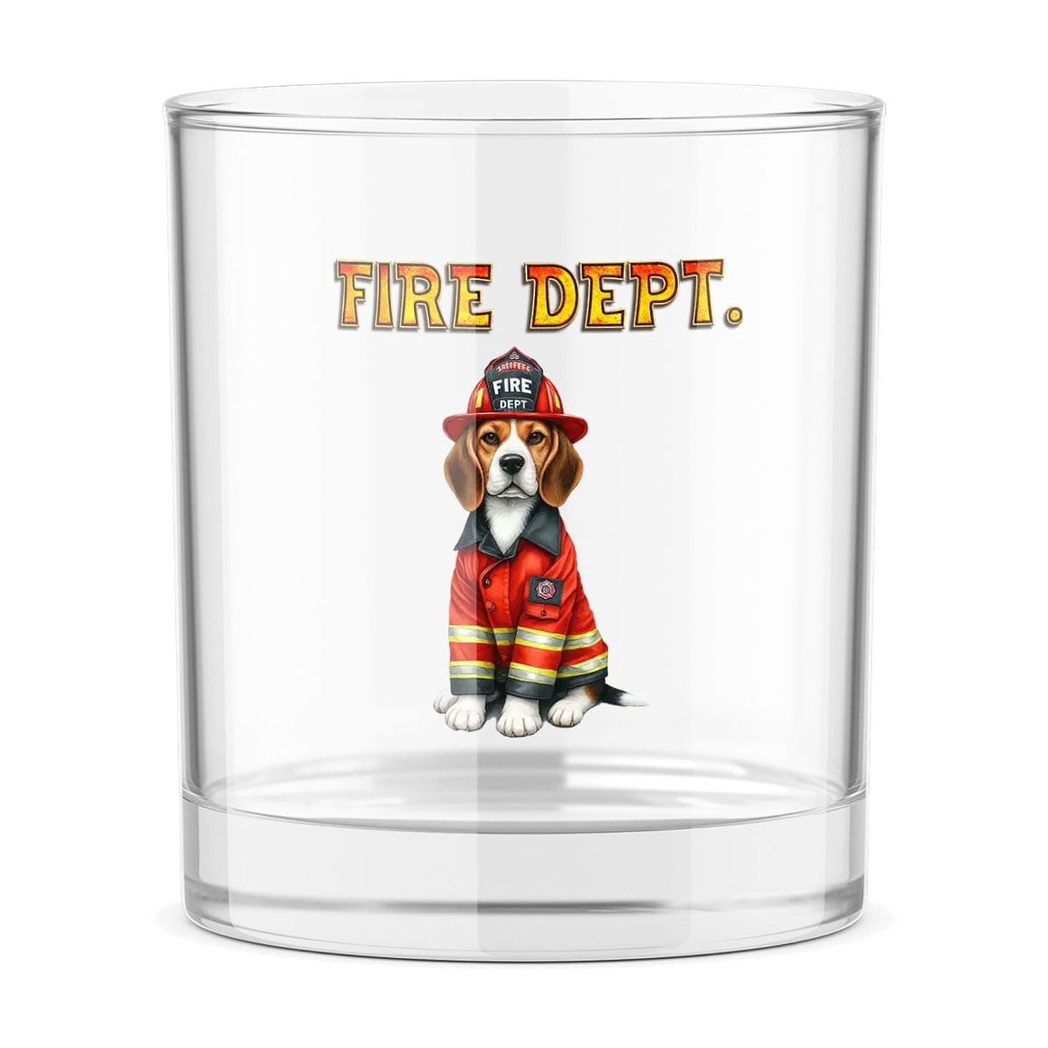 Firefighter Beagle Hero Rescue Fire Dept Fireman USA Flag 11oz Whiskey ...
