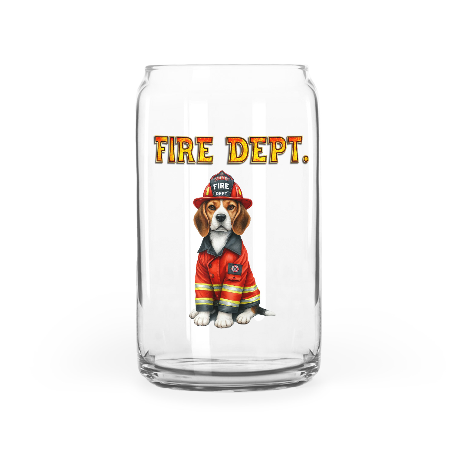 Firefighter Beagle Hero Rescue Fire Dept Fireman USA Flag 16oz Glass ...