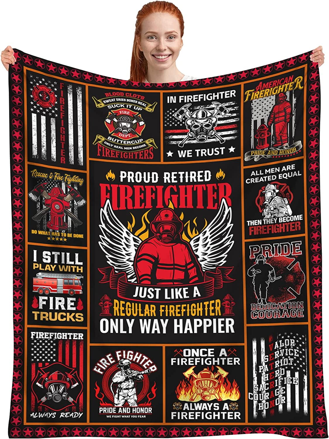 Firefighter Blanket, Firefighter Gifts for Men Fireman Dad Husband ...