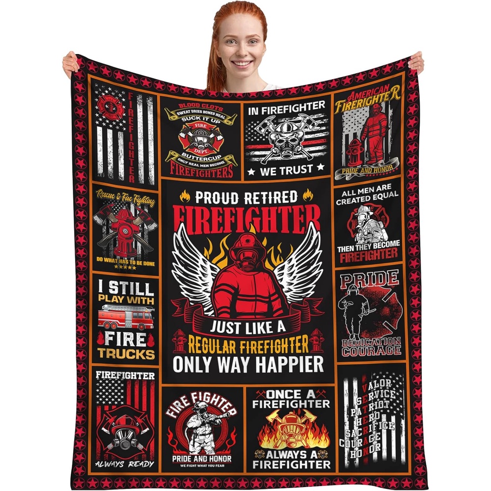 Firefighter Blanket, Firefighter Gifts for Men Fireman Dad Husband ...