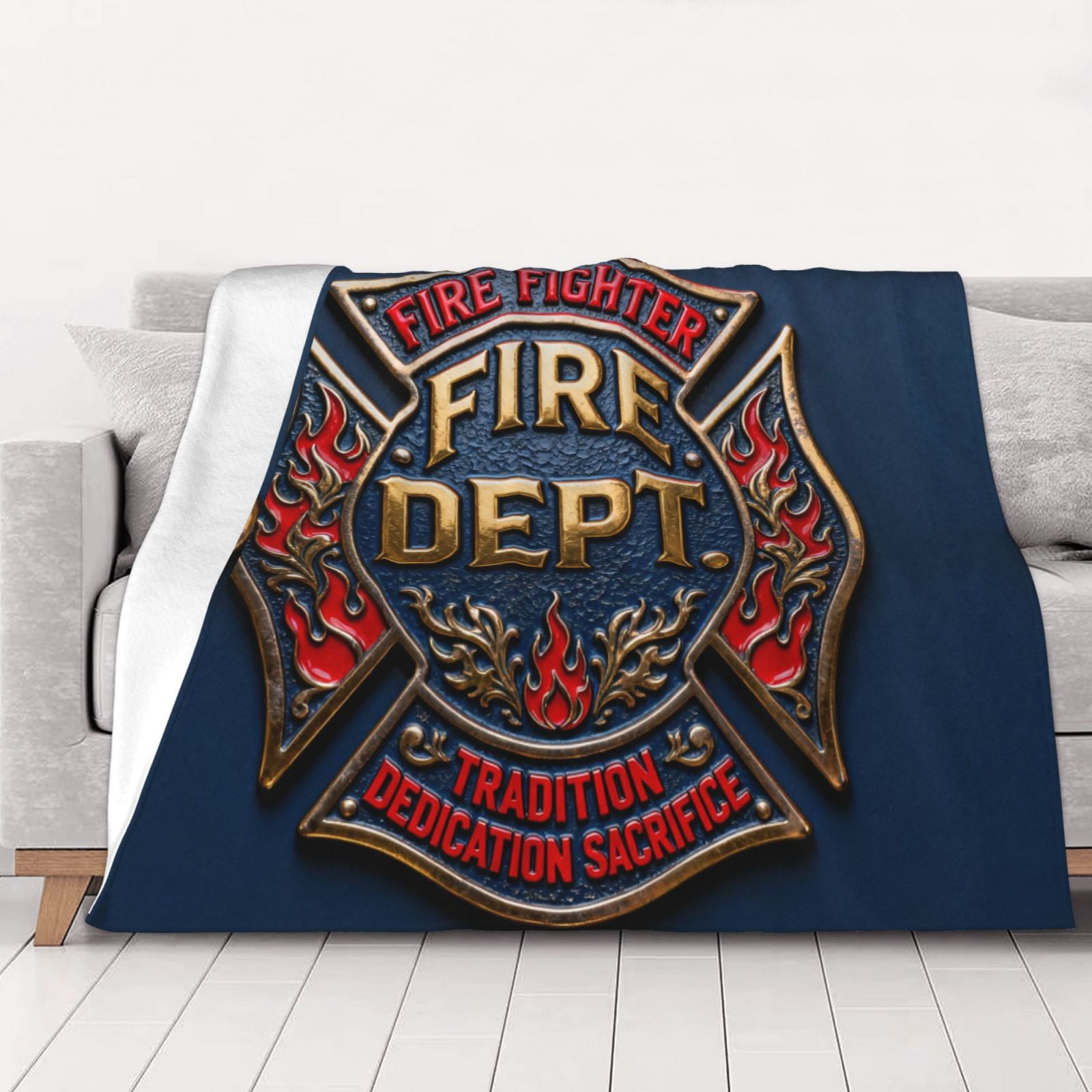 Firefighter Blue Throws Blanket Fleece Soft Cozy Warm Plush for Travel ...