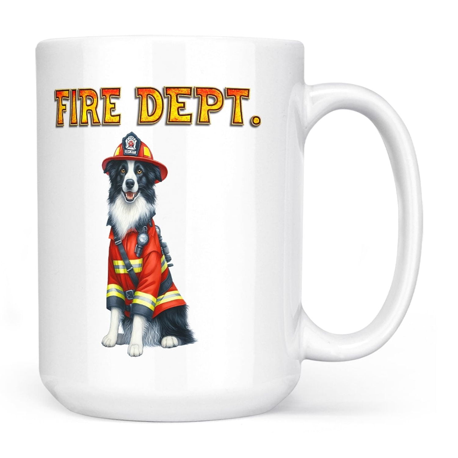 Firefighter Border Collie Hero Rescue Fire Dept Fireman USA Flag Mug ...